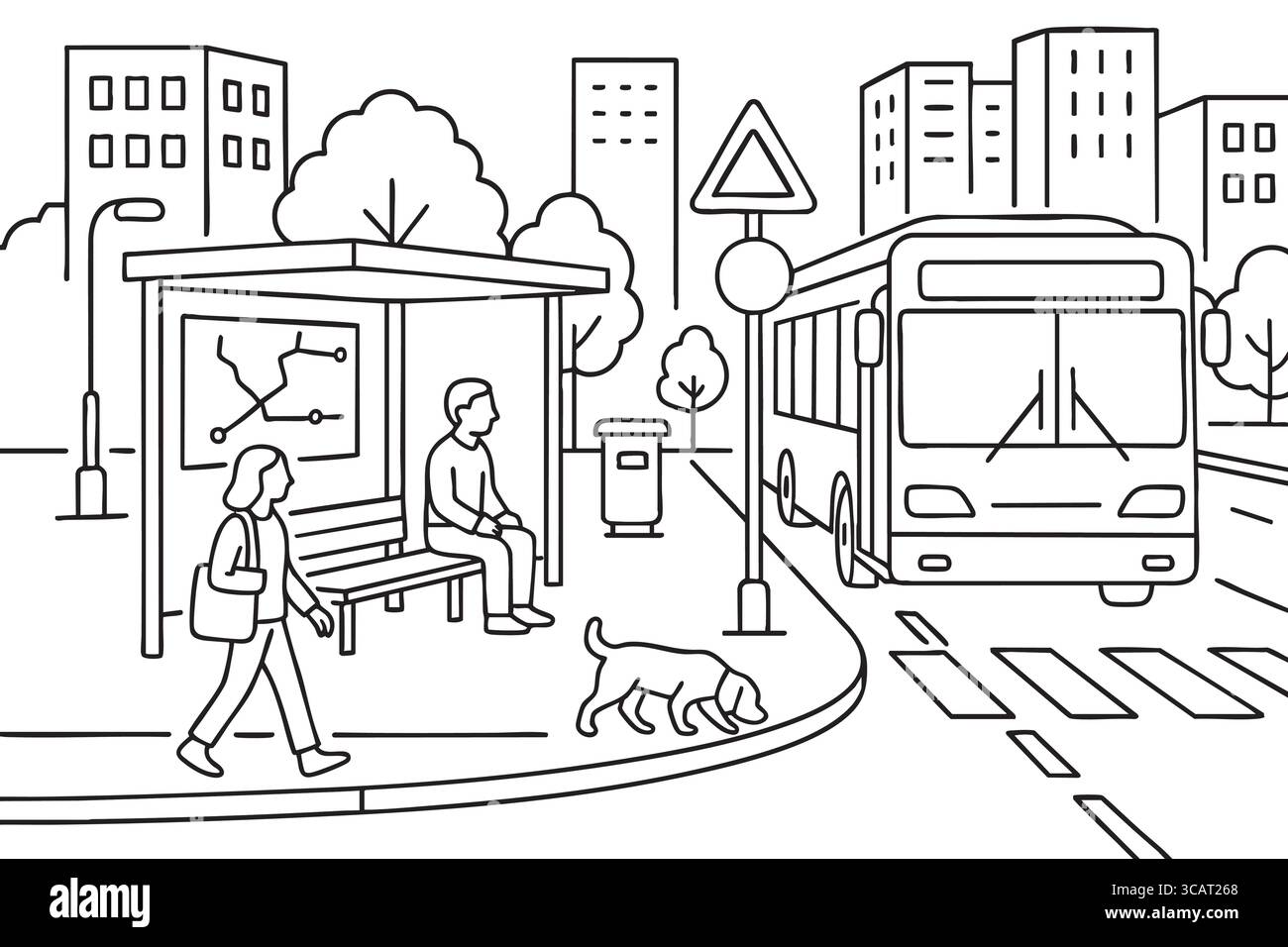 Bus shelter people Black and White Stock Photos & Images - Alamy