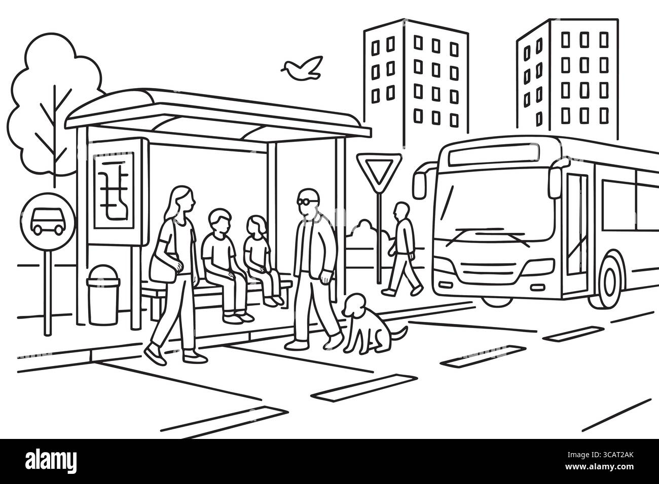 Bus shelter people Black and White Stock Photos & Images - Alamy