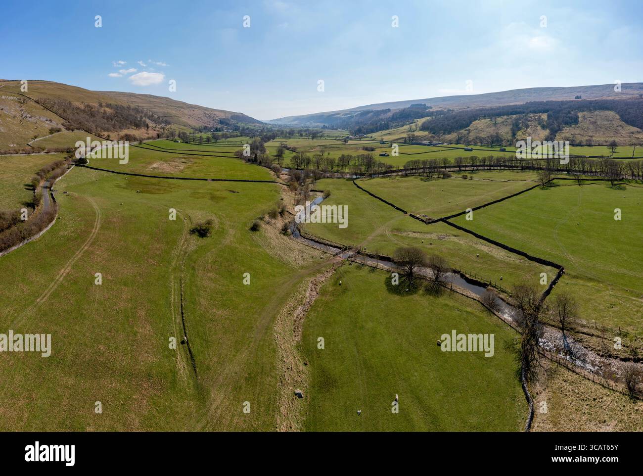 elevated view of the river wharfe valley at buckden wharfedale ...