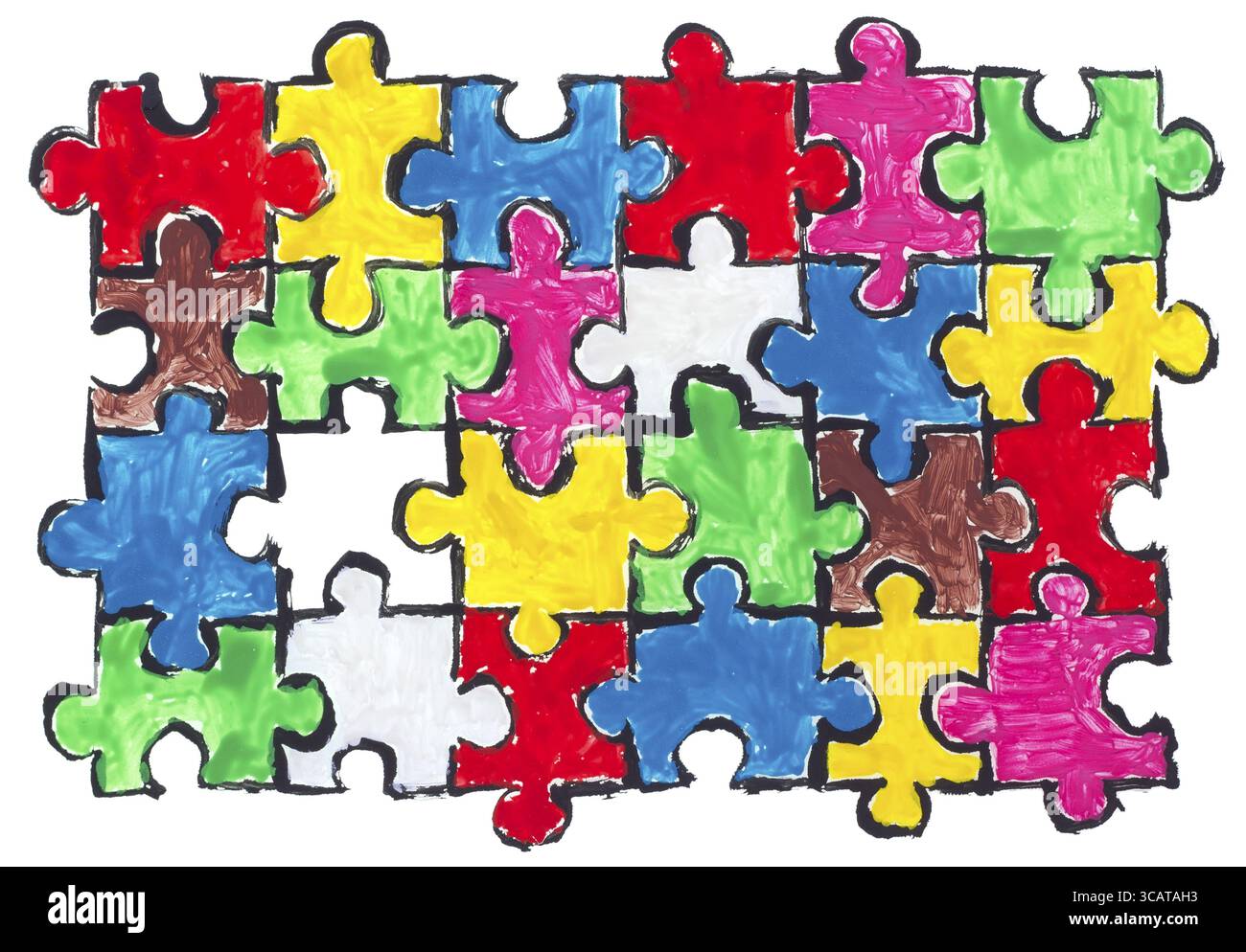 Painted isolated abstract puzzles concept background- children drawing ...