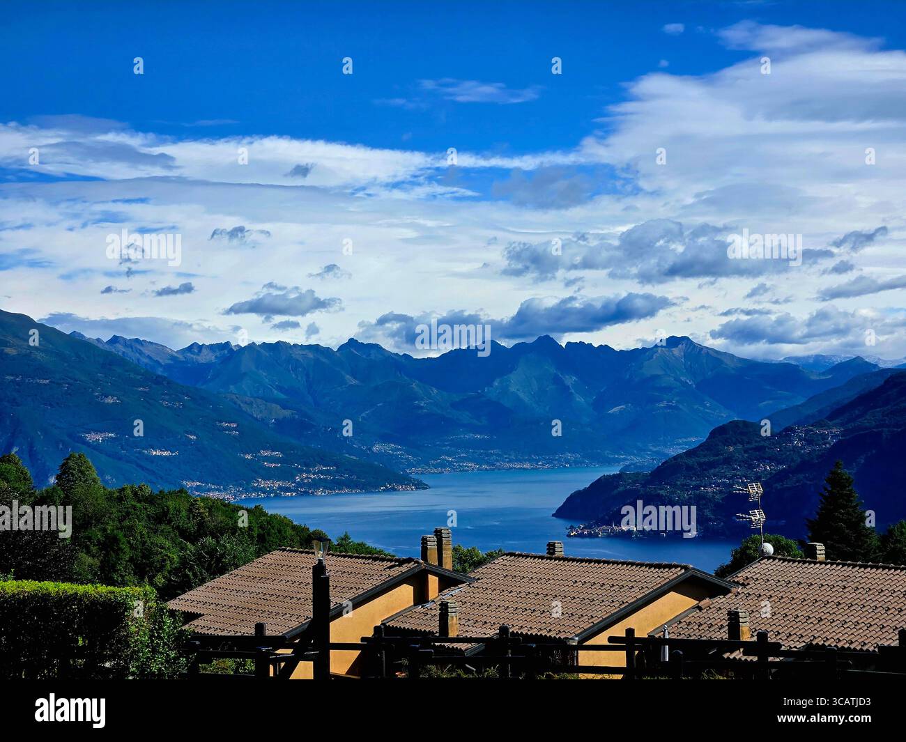 Lake Como as seen from the mountains above Bellagio, Italy Stock Photo ...