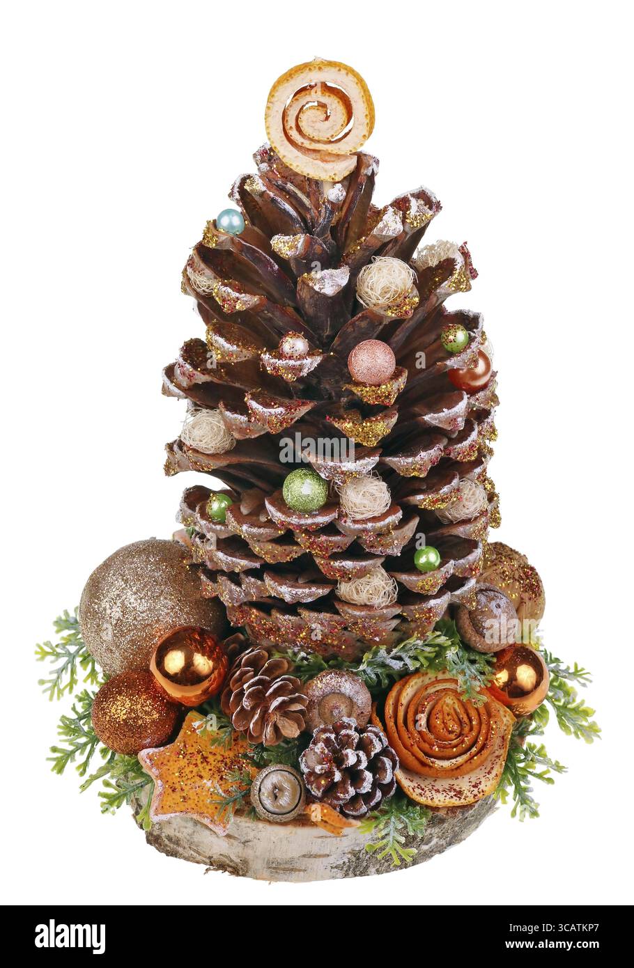 Christmas homemade decoration tree in rural style orange color made big ...