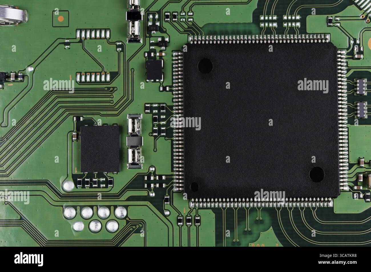 Microchips and microcircuits are installed on a modern electronic ...
