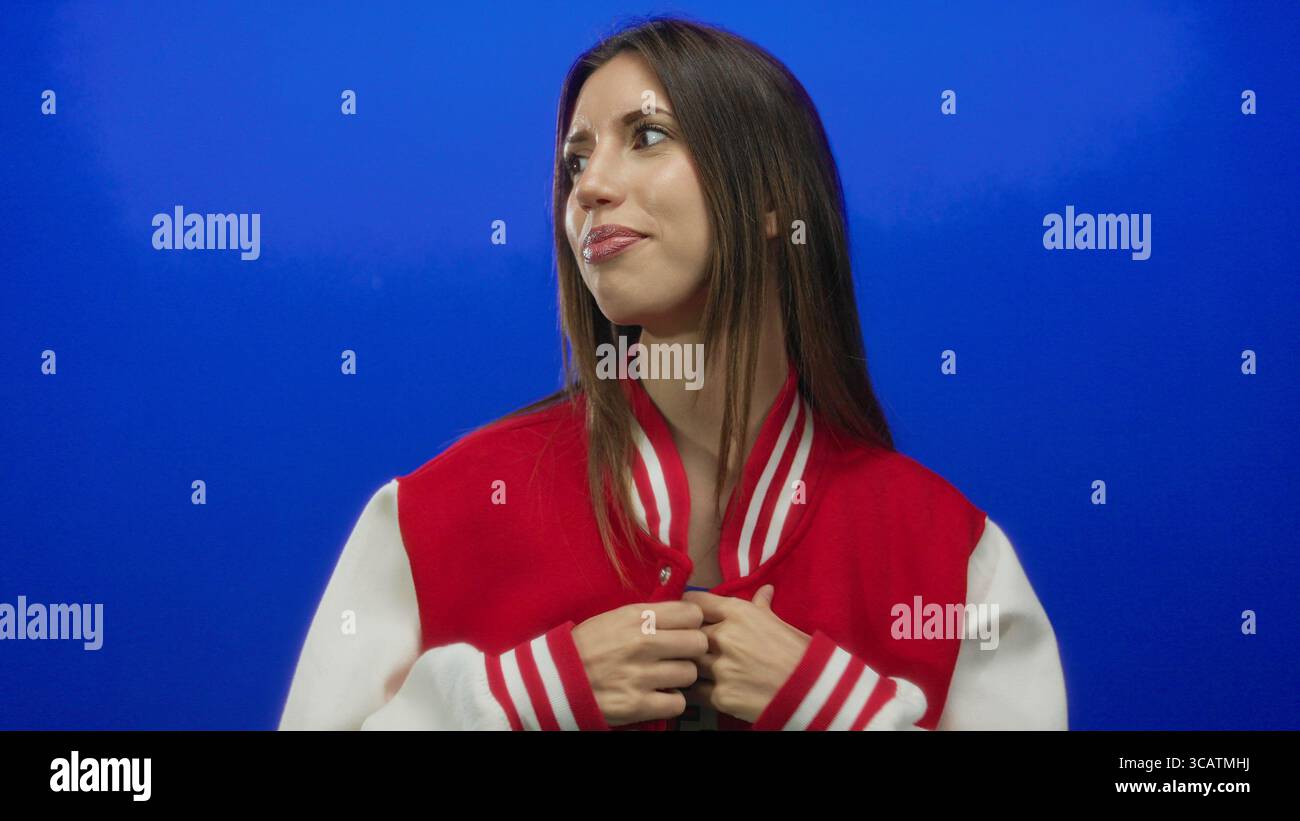 Cheerleader in red varsity uniform hi-res stock photography and images ...