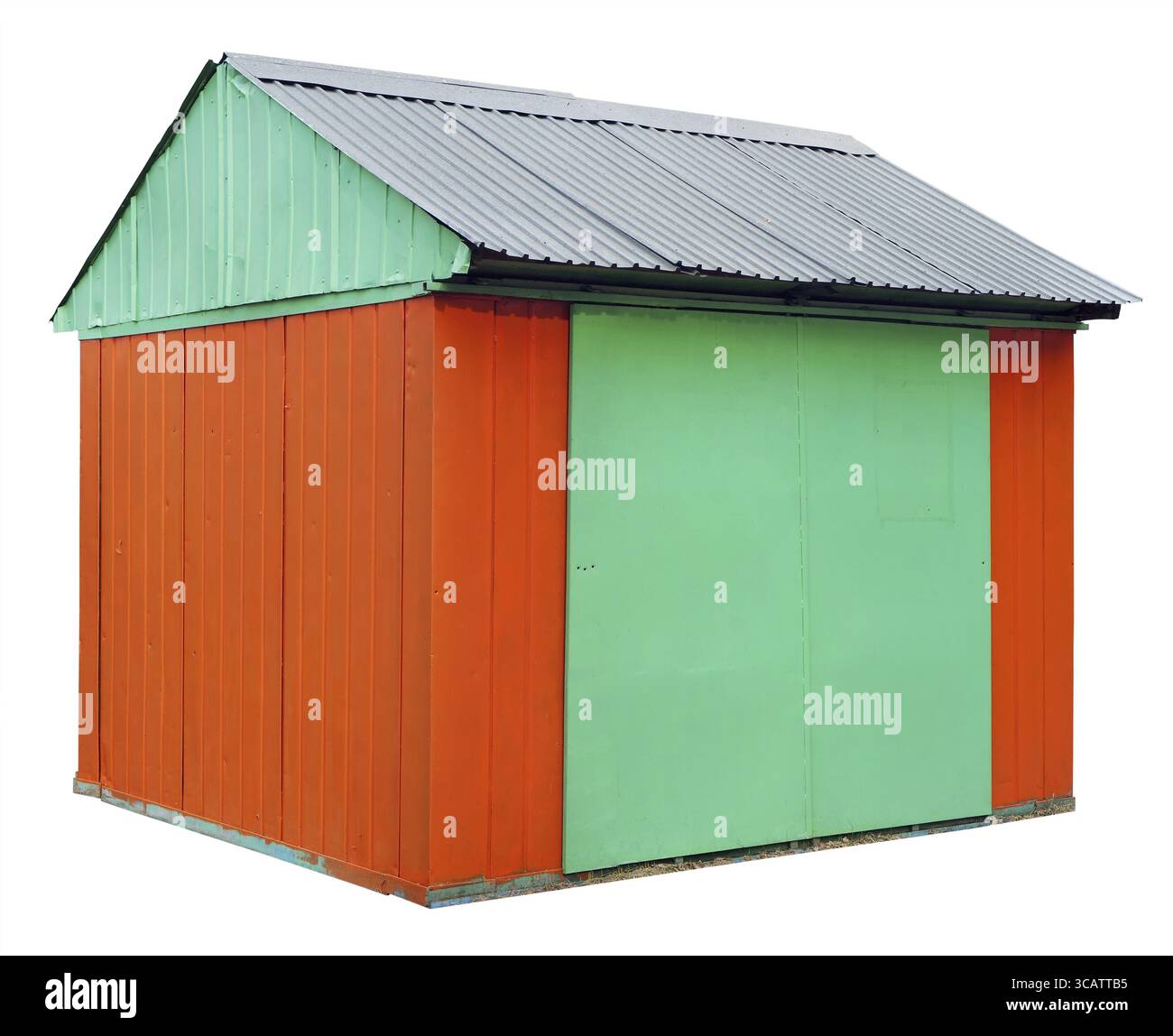 The rural shed is made of corrugated iron sheets and painted with ...