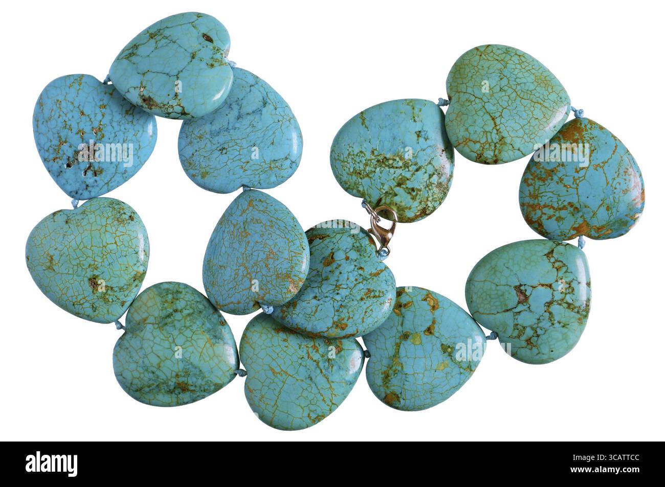Homemade female beads are made of heart shapes smooth green and blue ...