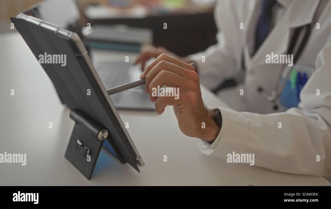 Man taps tablet screen hi-res stock photography and images - Alamy