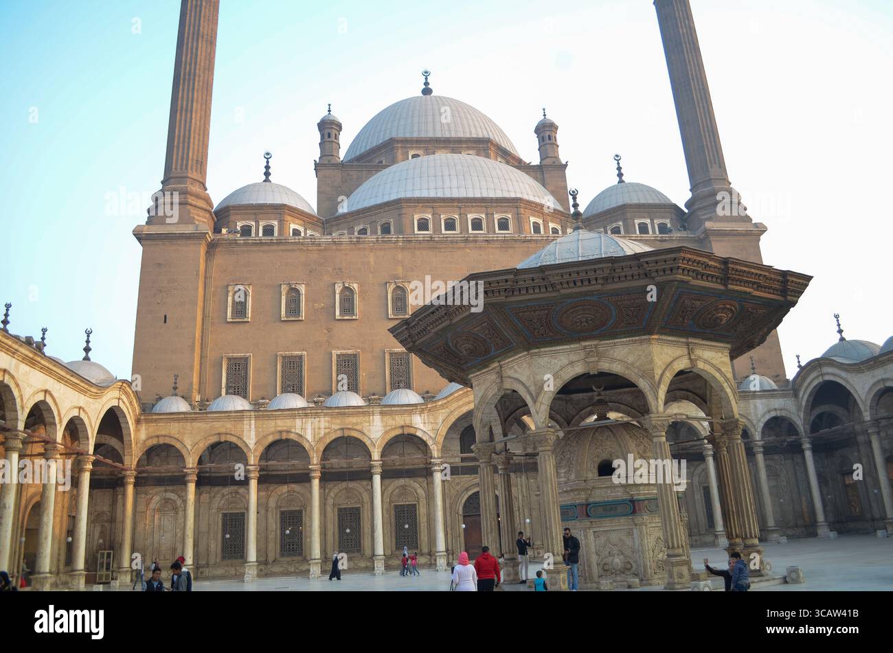 Visitors and prayers inside the courtyard of Muhammad Ali Mosque in ...