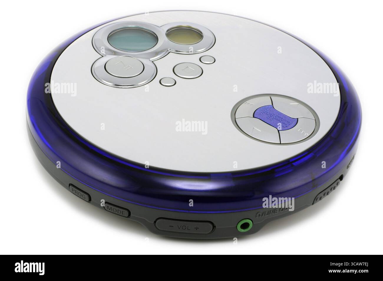 The round modern electronic device for listening of music and CD ...