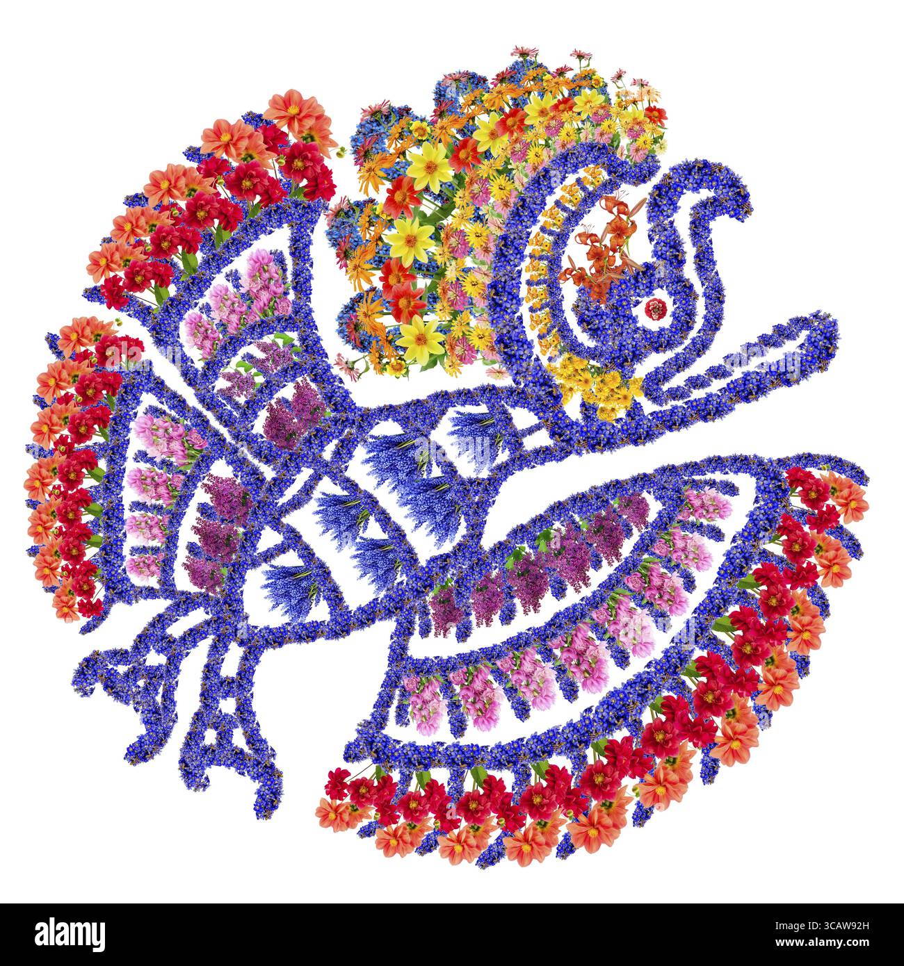 Eagle bird - Mayan symbol for anymal made from summer flowers. Abstract ...