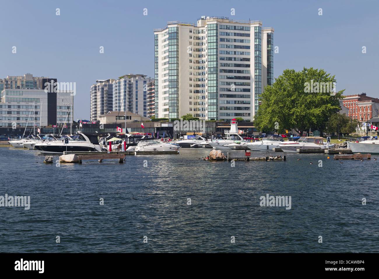 Cityscape, modern buildings on the waterfront, Kingston, Lake Ontario ...
