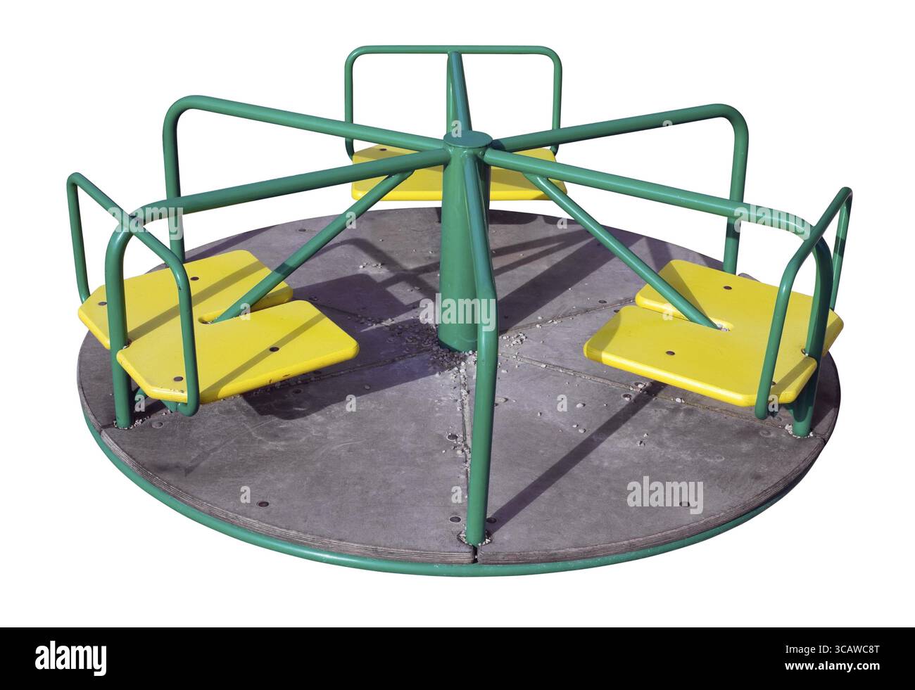 Small simple mechanical roundabout carousel on the children's ...