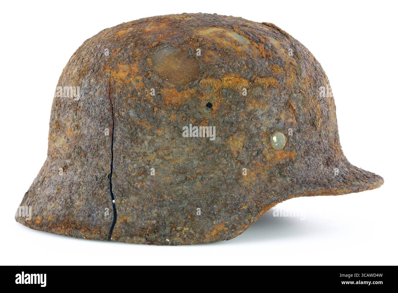 Old rusty a protective helmet of the German soldier of the Second World ...