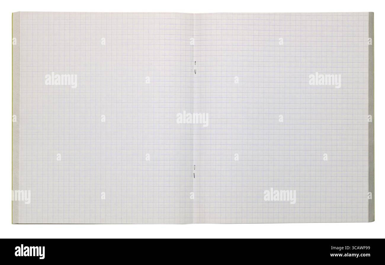 The school student's empty open notebook is formatted into a square ...