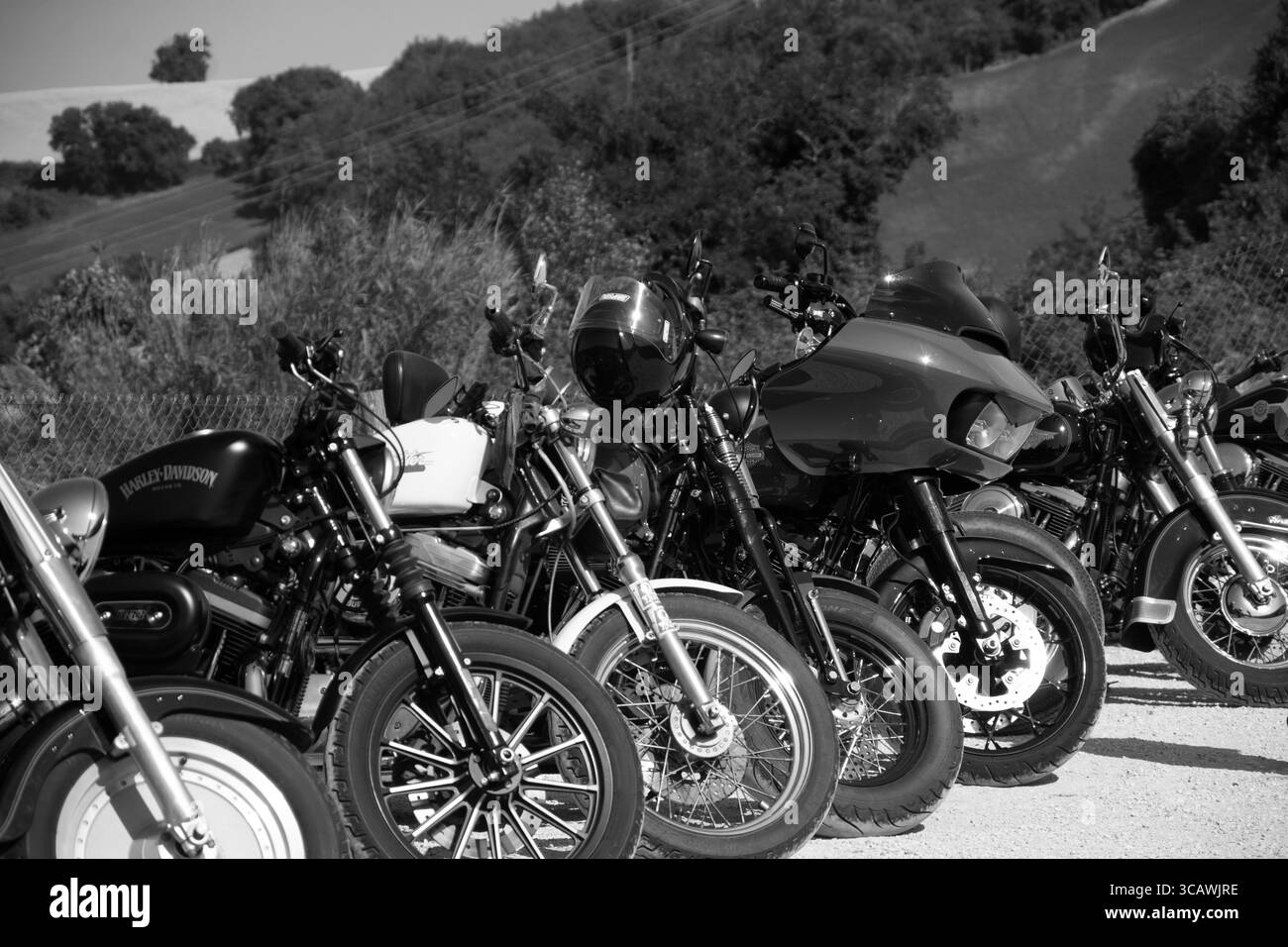 This photo captures a scenic moment where a group of Harley-Davidson ...