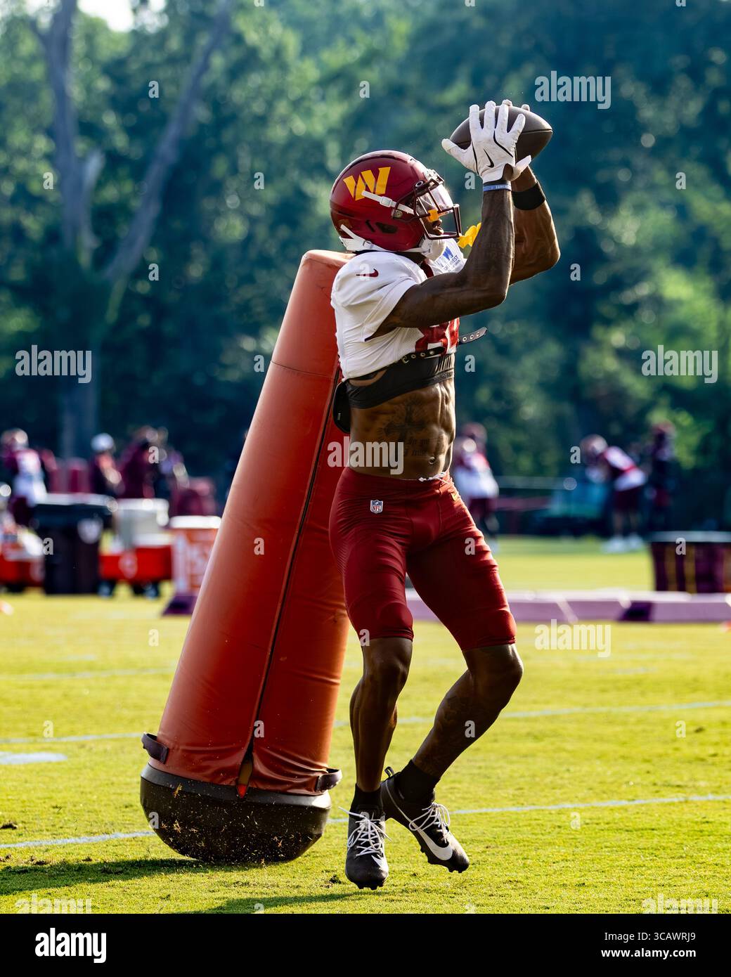 Ashburn,VA. USA; Washington Commanders wide receiver Mike Strachan (84 ...
