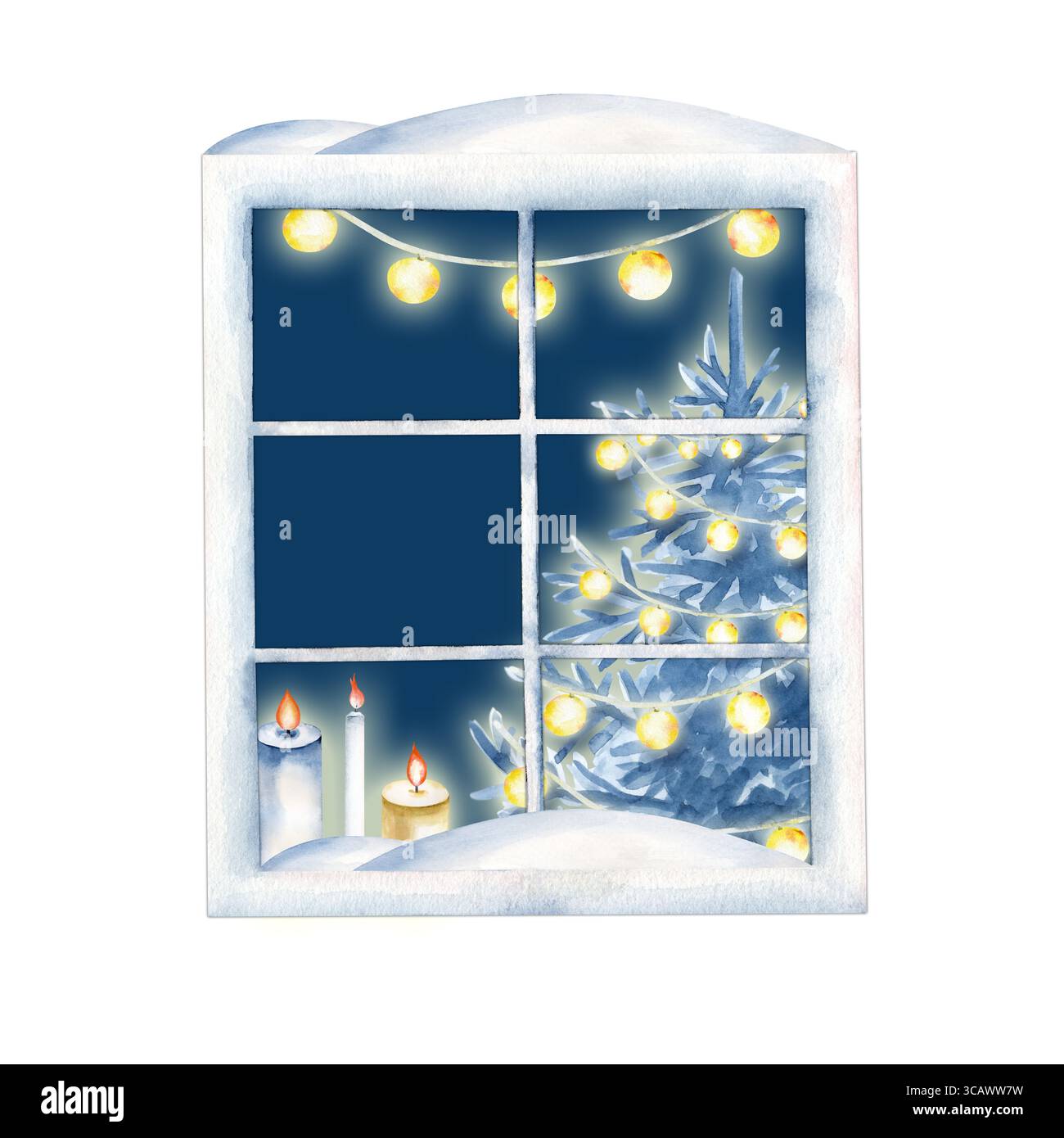 Lighted tree in window Cut Out Stock Images & Pictures - Alamy
