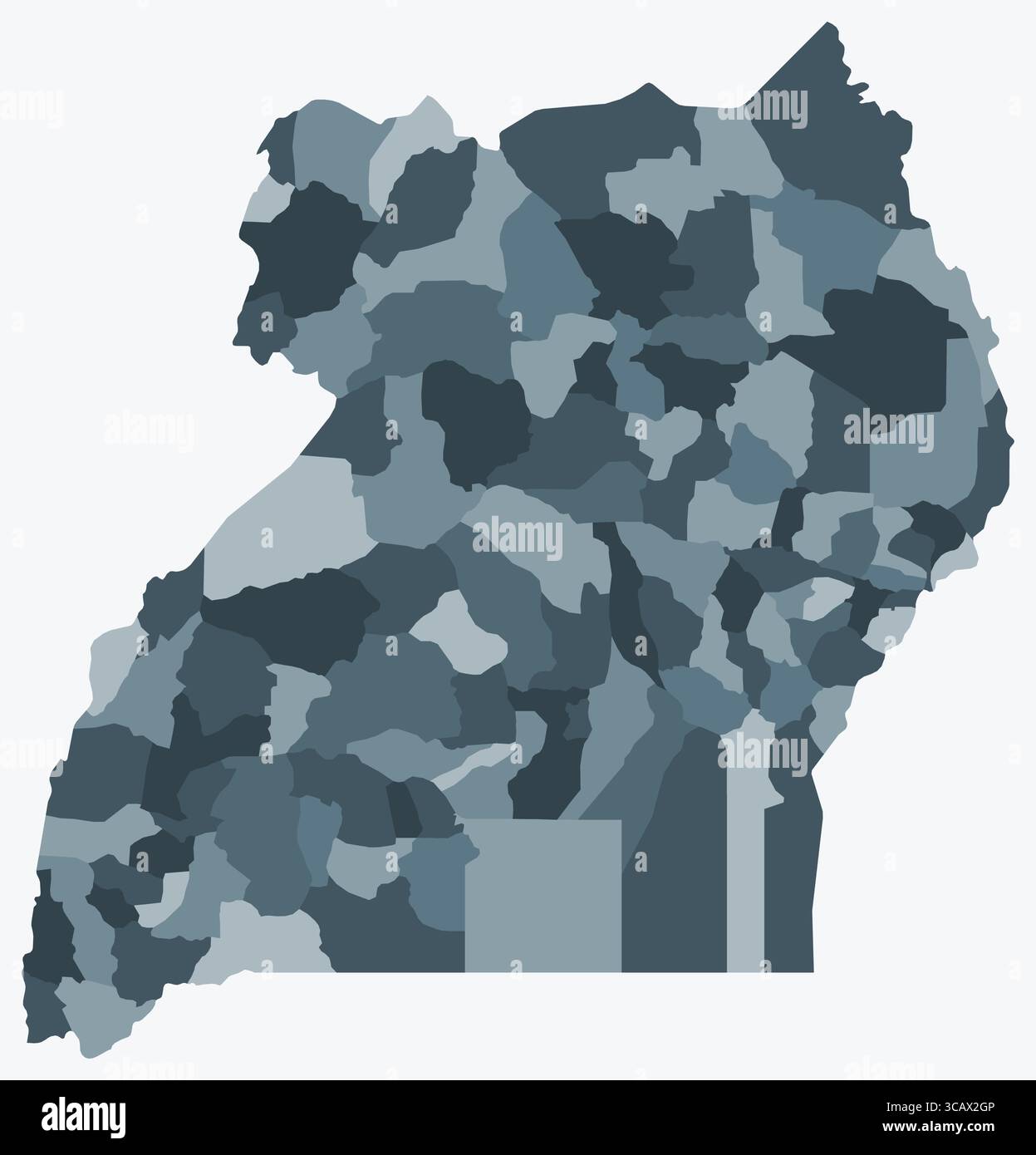 Map of Uganda with regions. Just a simple country border map with ...