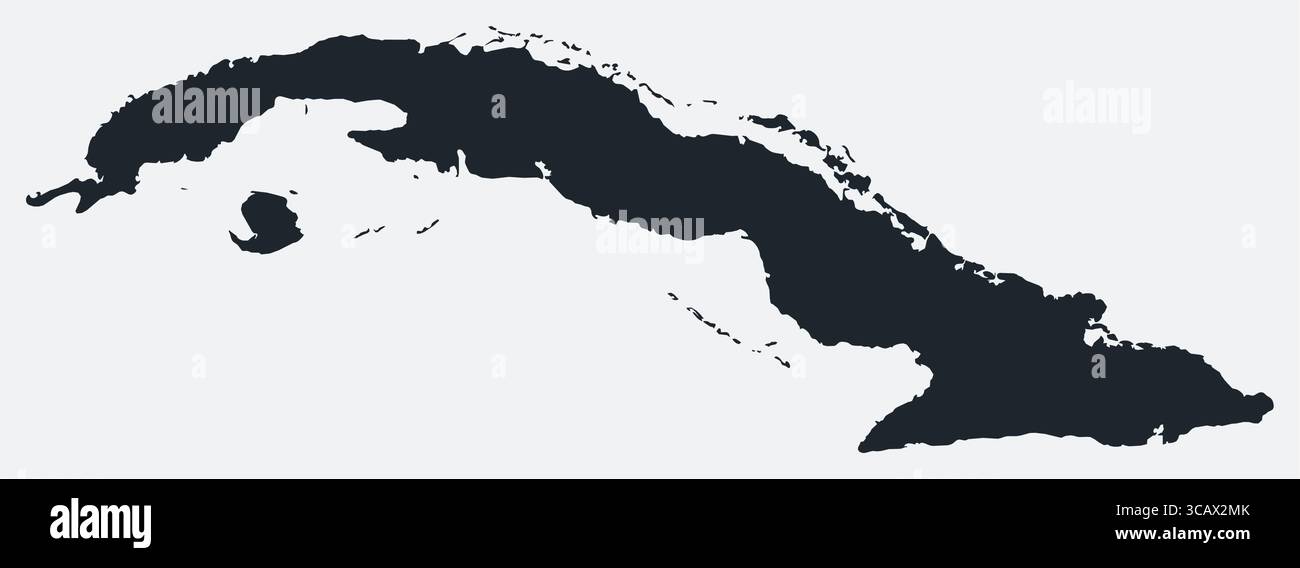 Cuba map. Just a simple border map. Shape of the country. Flat blank ...