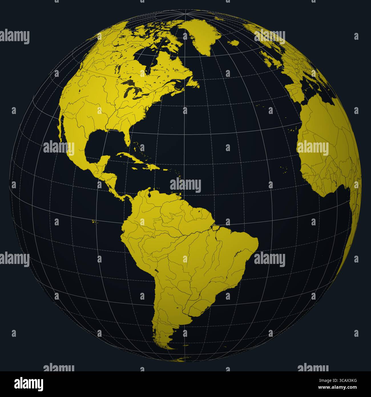 Barbados on Globe. Country view on the world map in Charcoal Bright ...