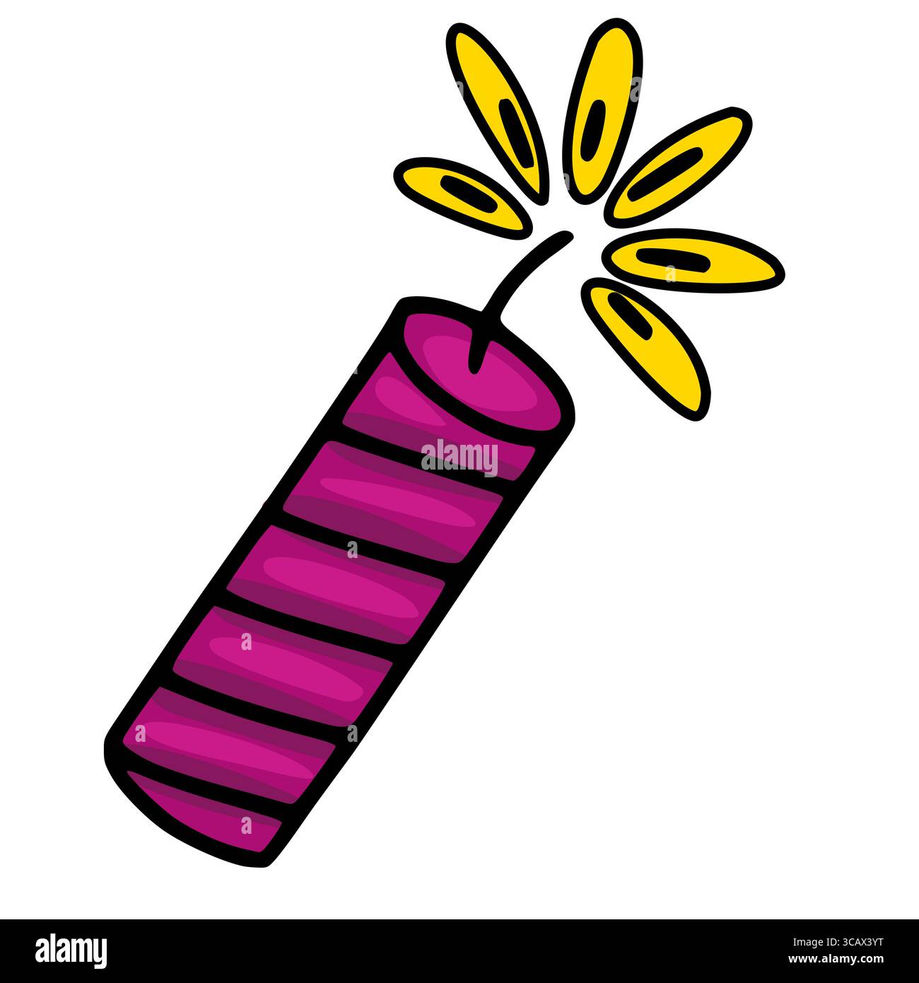 A vibrant vector illustration of a single purple and yellow firecracker ...