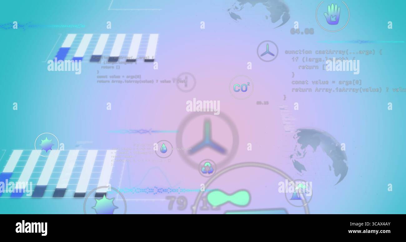 Floating circle with three-pronged icon on dashboard, showing data and ...