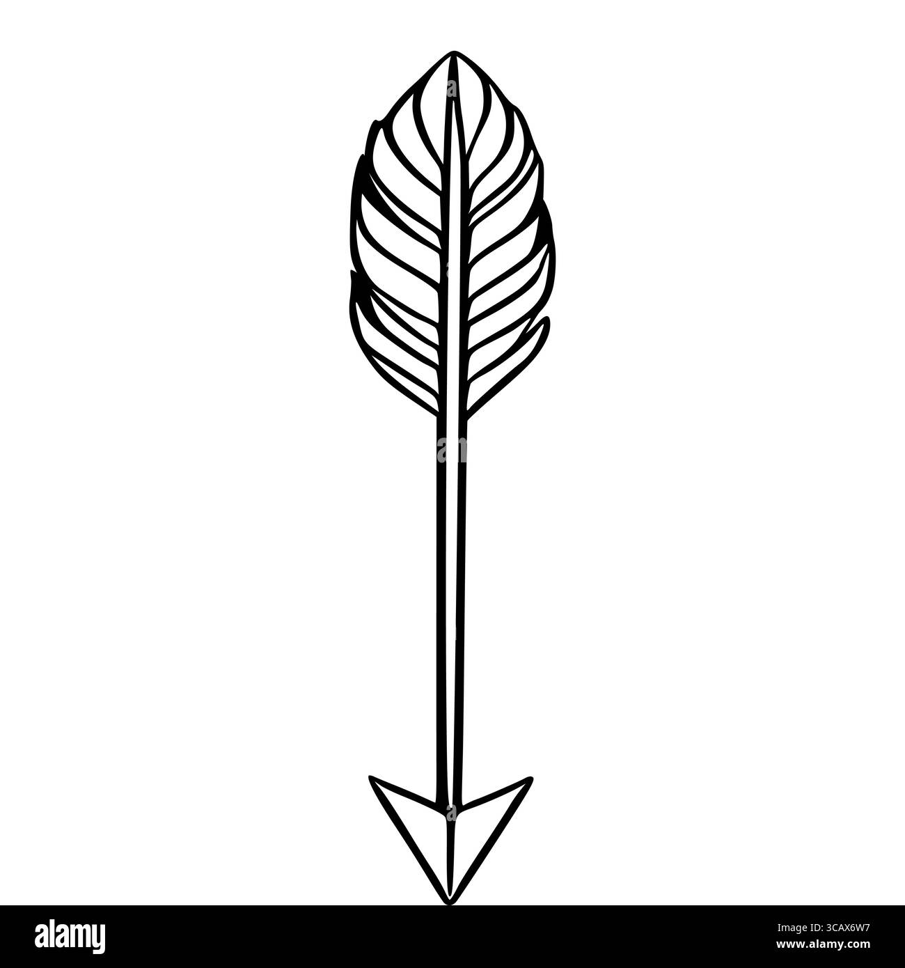 Stylish vector illustration of a single arrow with a featherlike design ...