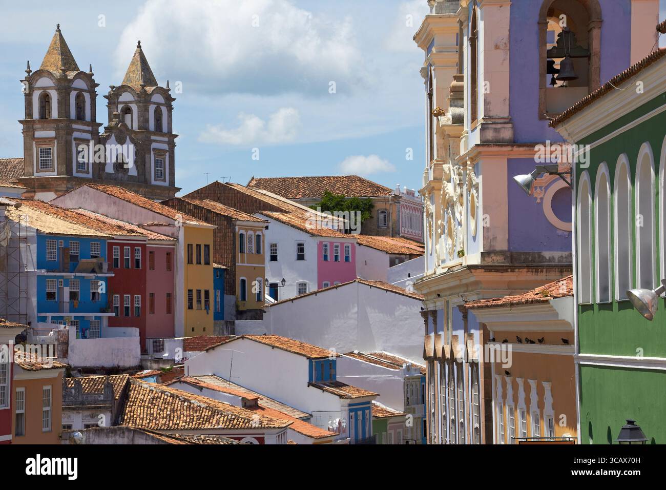 Colourful Colonial Buildings in a Historic City Center under a Sunny ...