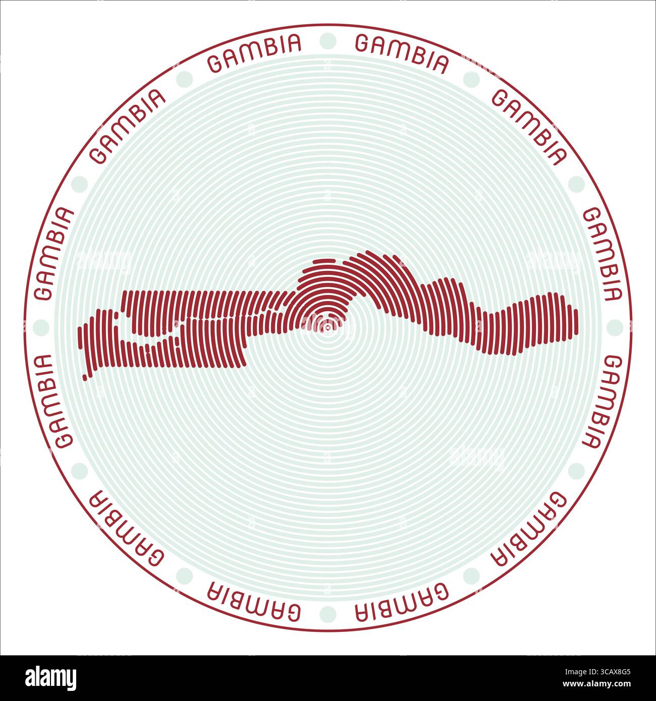 Gambia round logo design. Country shape built of rings. Gambia text ...
