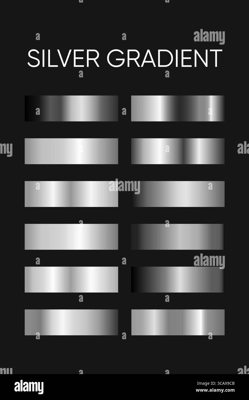 Set of silver gradients with metallic and chrome finishes, ideal for ...