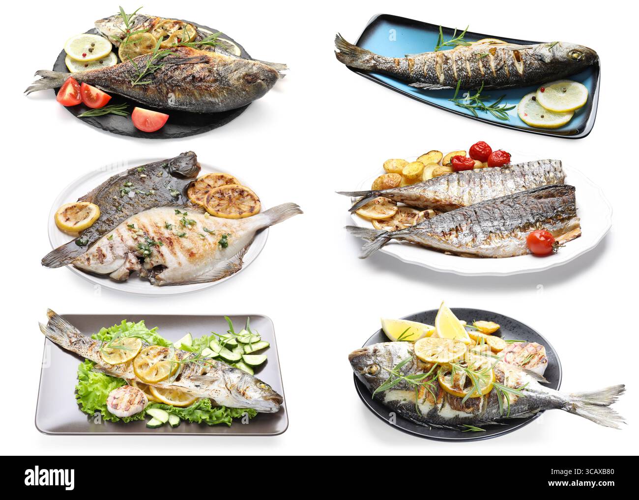Roasted fried fresh fish Cut Out Stock Images & Pictures - Alamy