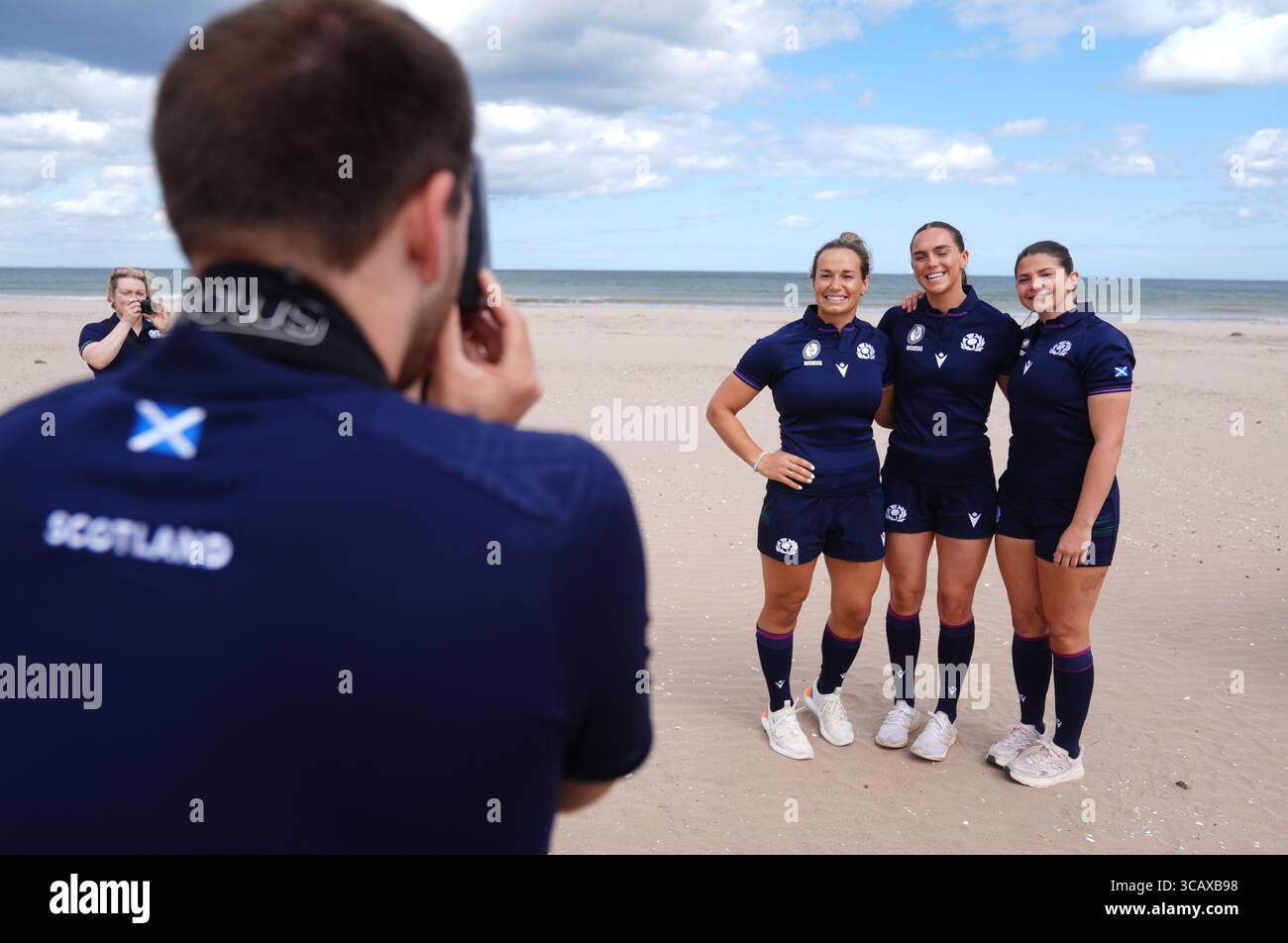Scotland's Rachel Malcolm, Emma Orr and Lisa Thomson during a squad ...
