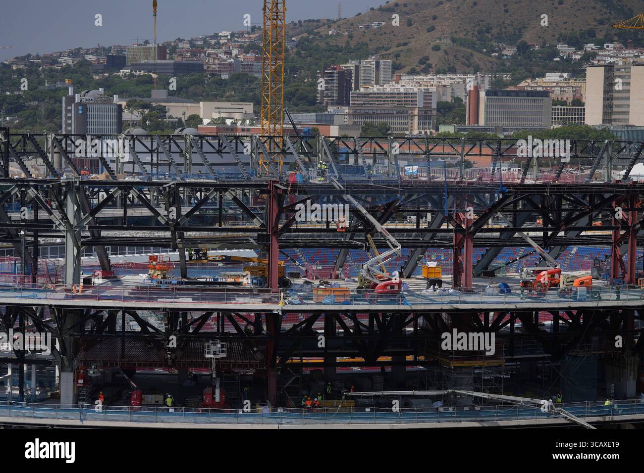 Construction work on the new Spotify Camp Nou soccer stadium, on August ...