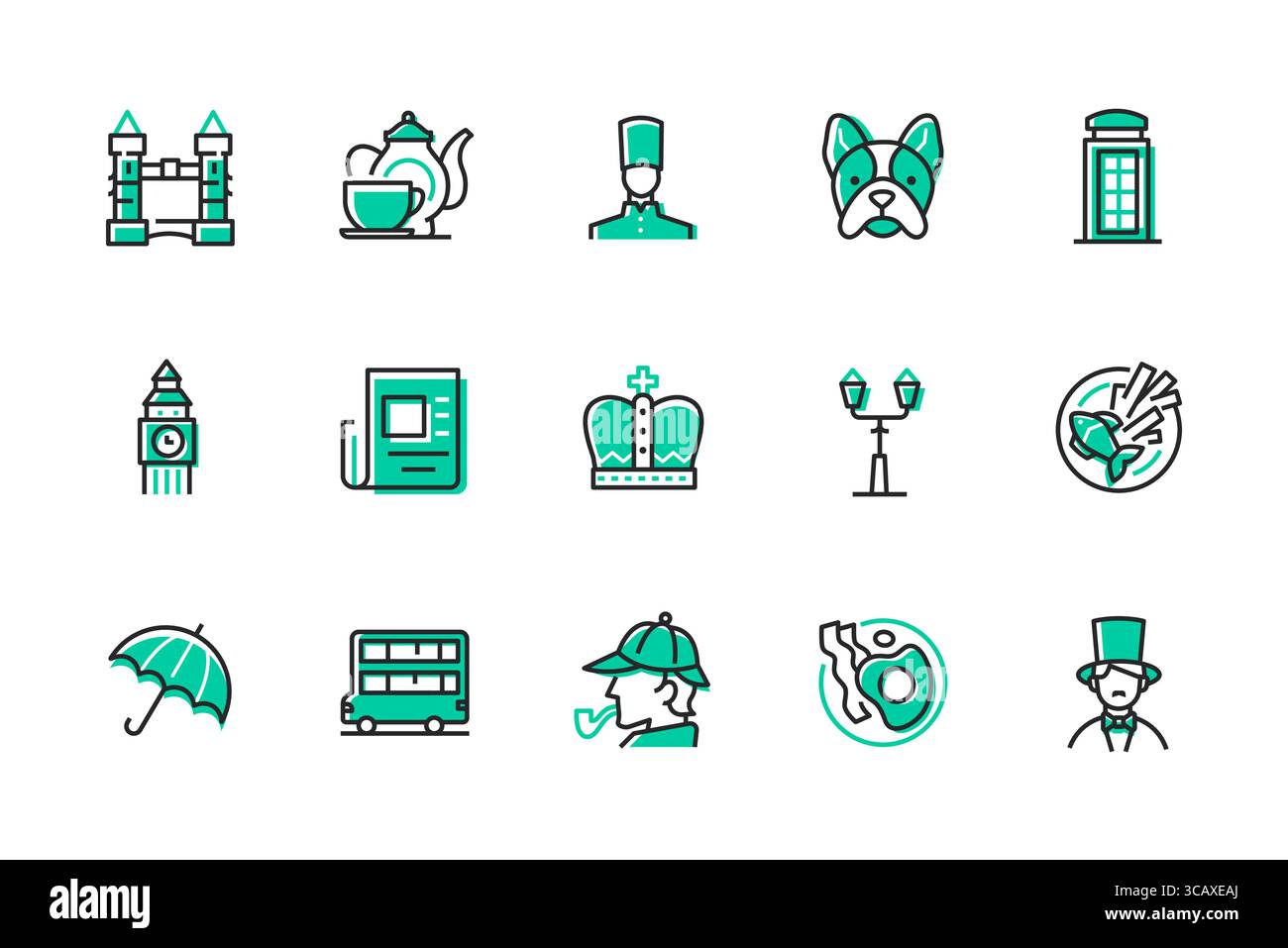Travel to the UK - set of line design style icons Stock Vector Image ...