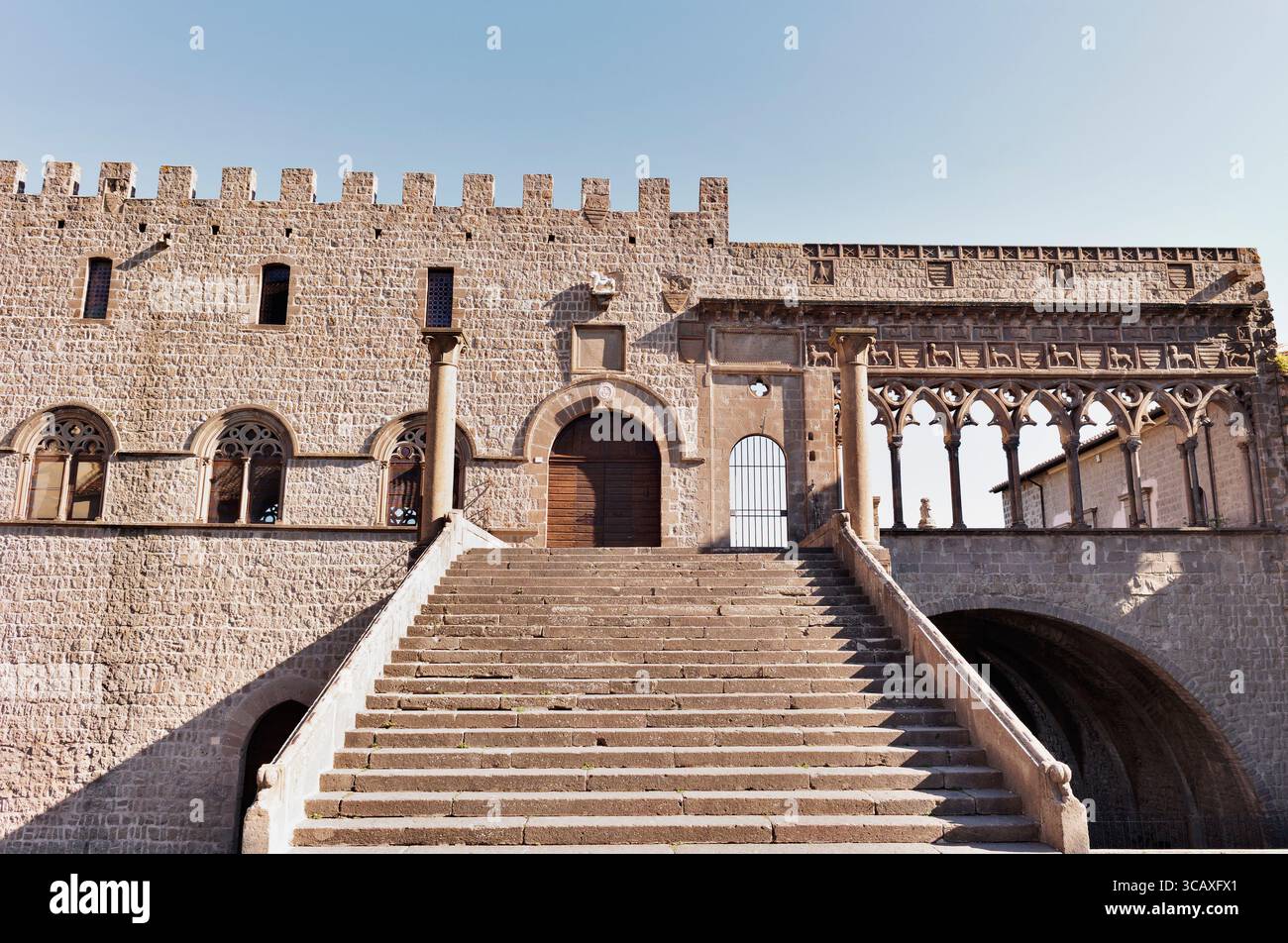 Viterbo, Italy , 31- July 2025 Palace of the Popes approached by a wide ...