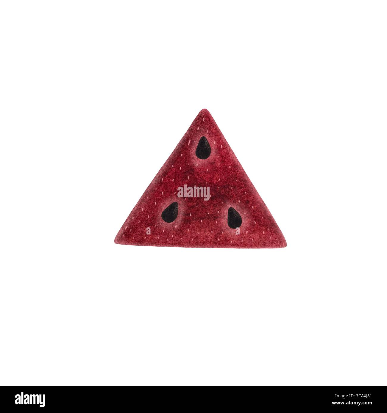 A watercolor illustration of a juicy triangular watermelon flesh slice ...