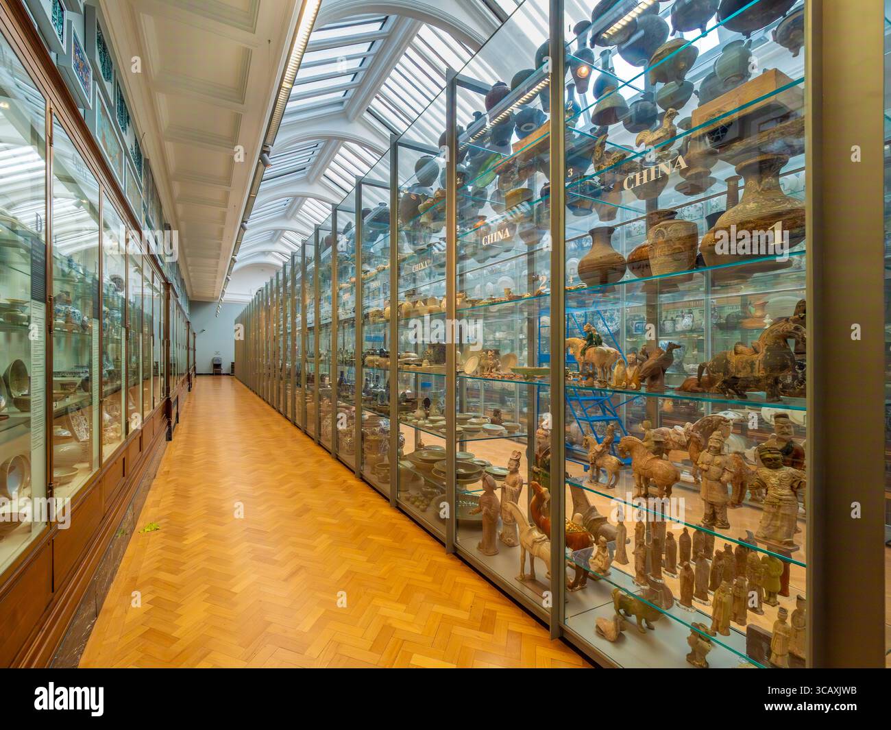 The extensive ceramics galleries at the V&A Museum, with thousands of Chinese objects displayed ...