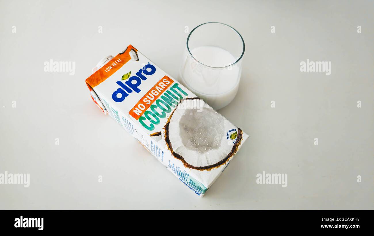 A carton of Alpro No Sugars Coconut drink A carton of Alpro No Sugars ...
