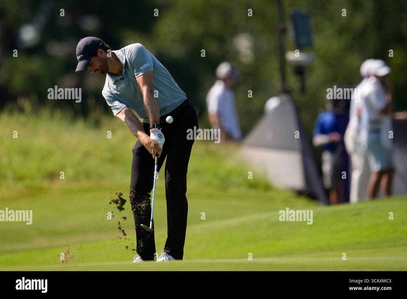 Patrick Rodgers hits on the second hole during the first round of the ...