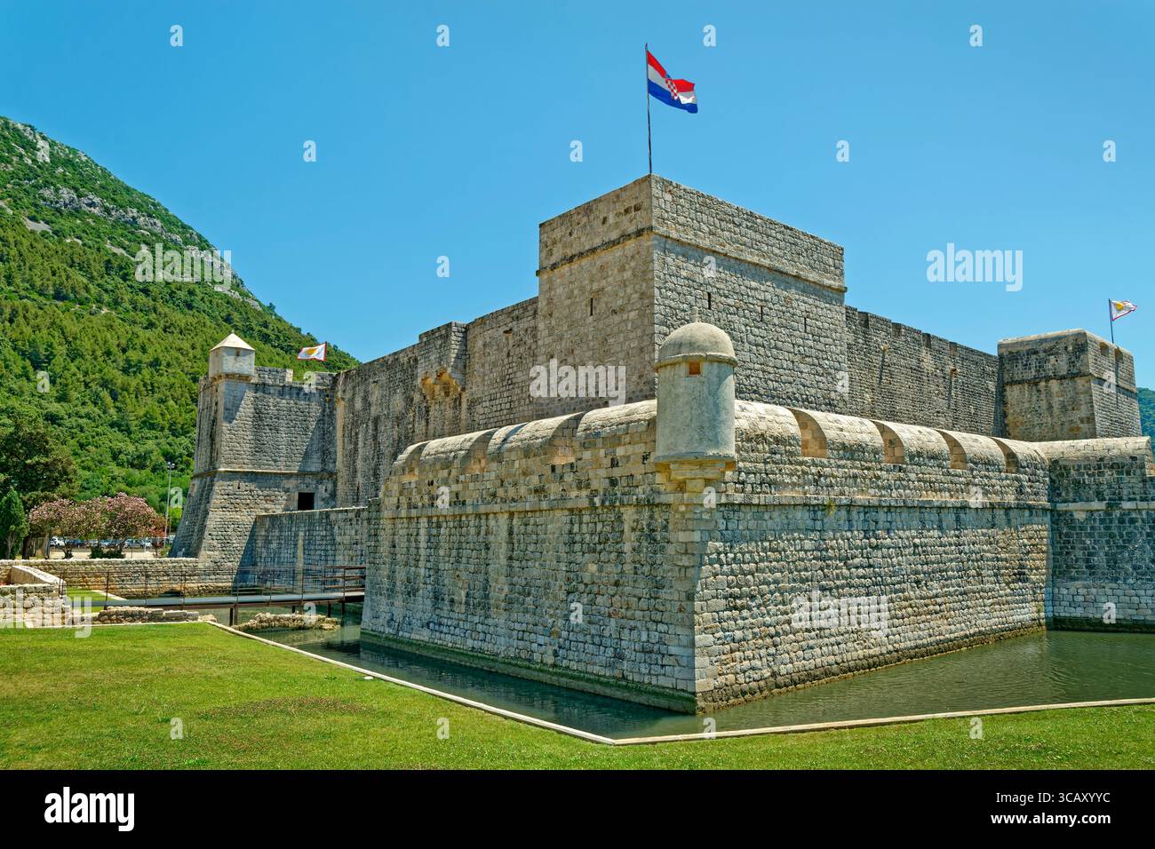 Kaštio Fort at Ston town on the Pelješac Peninsula of the Dalmatian ...