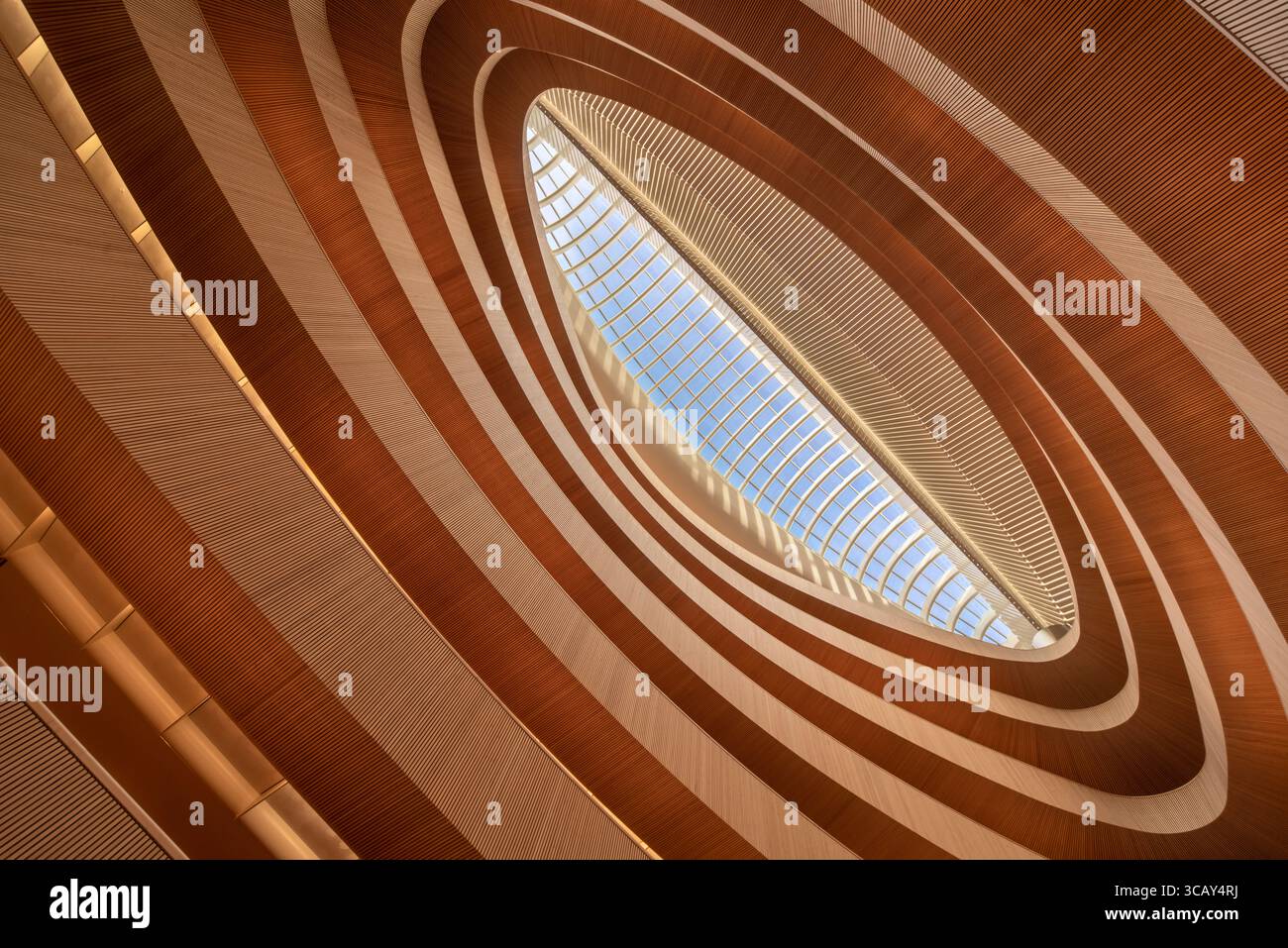 Modern Wooden Spiral Atrium with Skylight in Zurich Law Library by ...