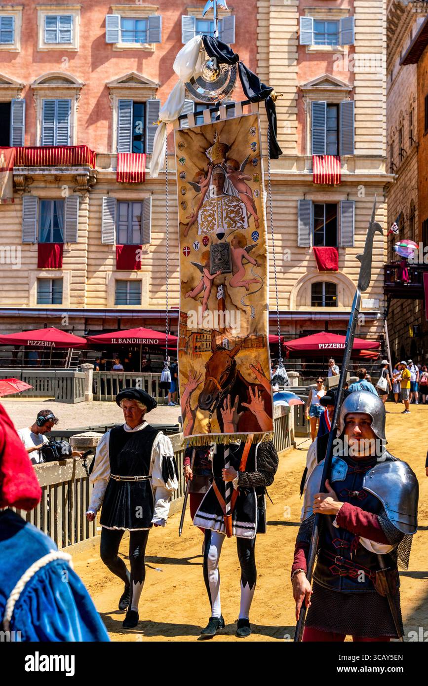 The Drappellone (Silk Banner) Is Paraded In The Piazza Del Campo During ...