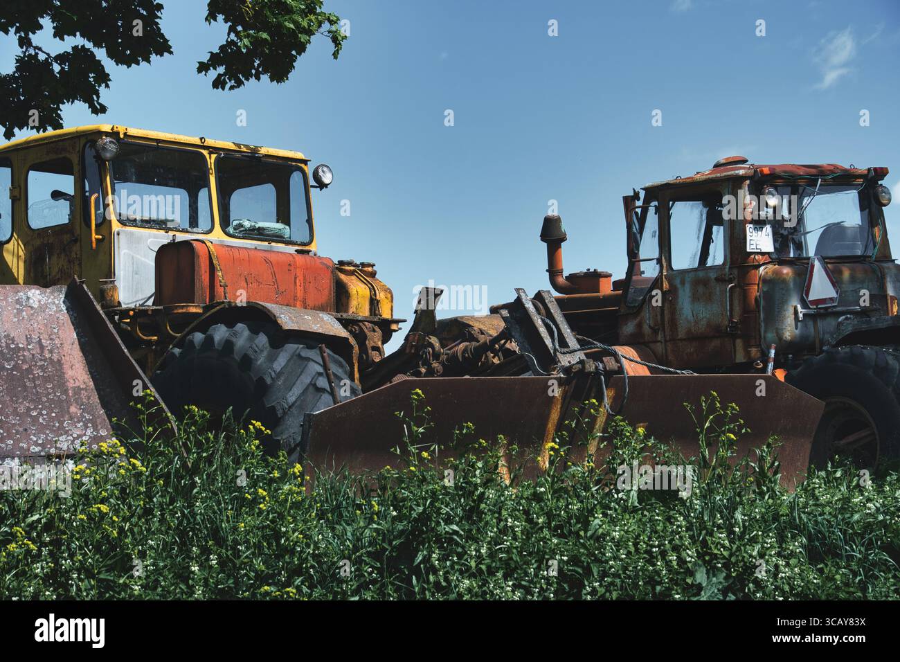 Abandoned Soviet Kirovets K-700 Tractors in Overgrown Field - Vintage ...