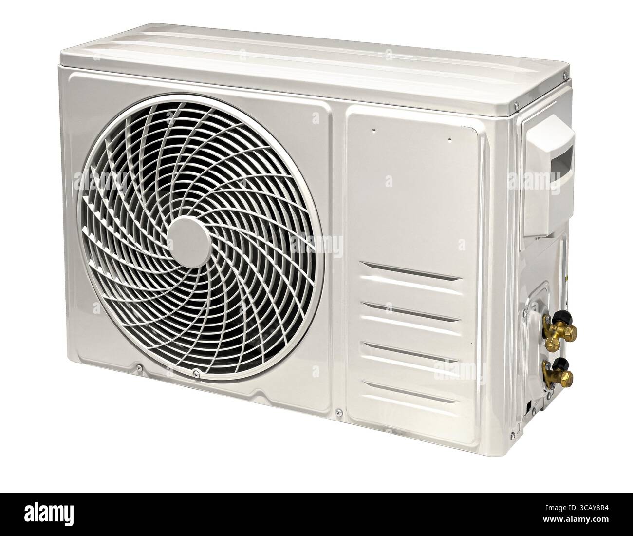 Air conditioner external unit isolated on white background, offering efficient cooling and ...