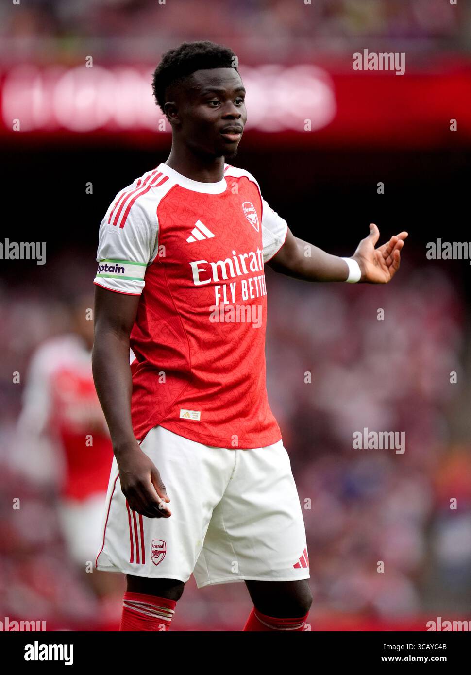 Arsenal's Bukayo Saka during the Emirates Cup match at the Emirates ...