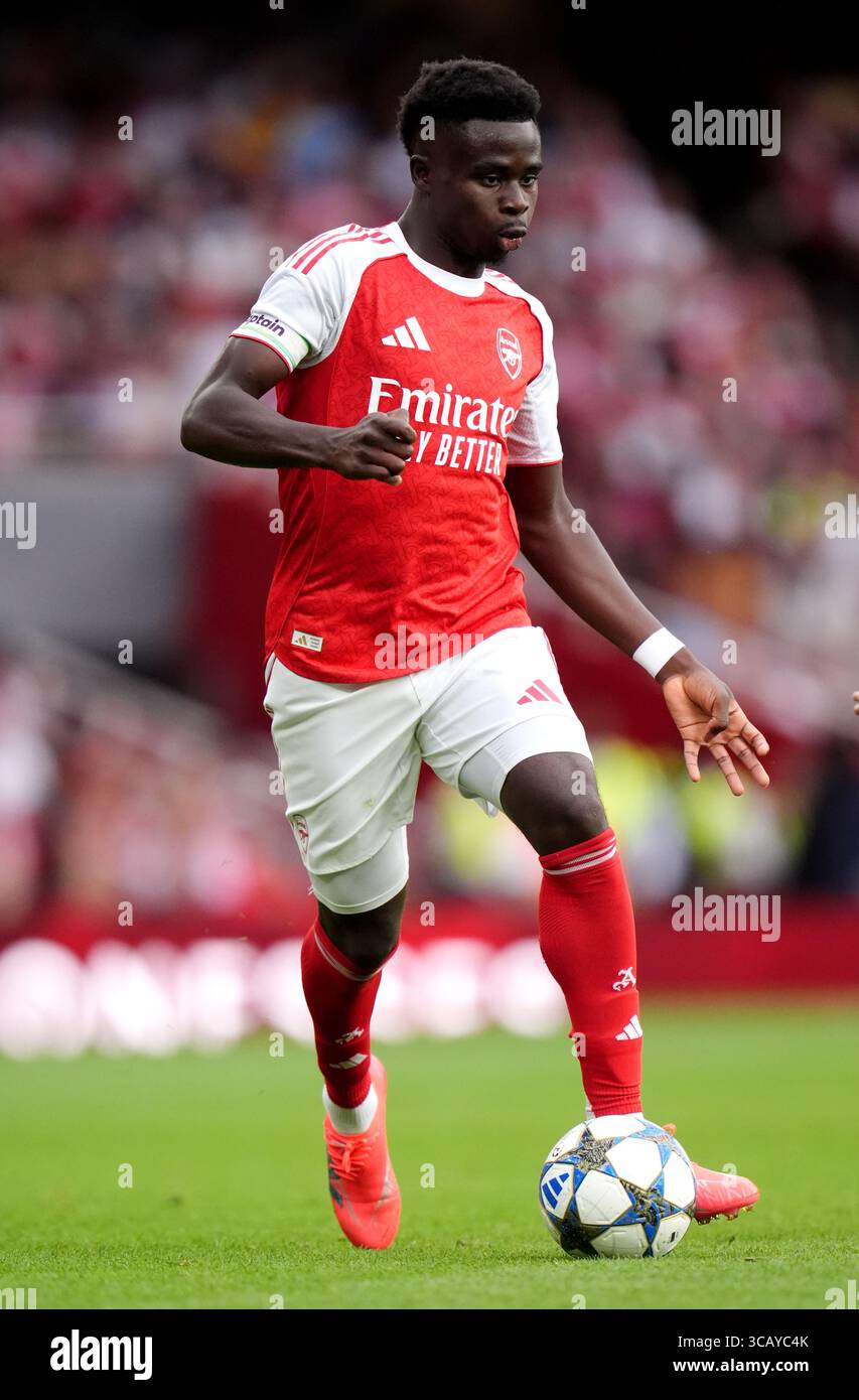 Arsenal's Bukayo Saka during the Emirates Cup match at the Emirates ...