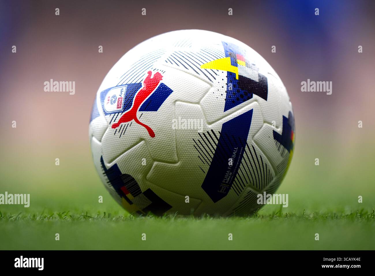 A close up of the offiical PUMA Orbita 1 EFL Sky Bet Football (FIFA ...