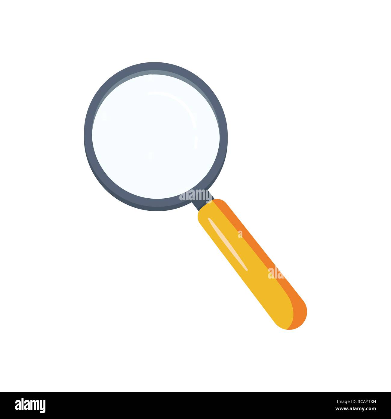 Cartoon magnifying glass icon on white background. Flat vector ...