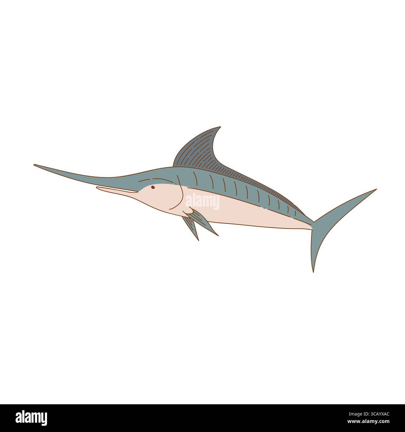 Swordfish cartoon vector illustration isolated on white background ...