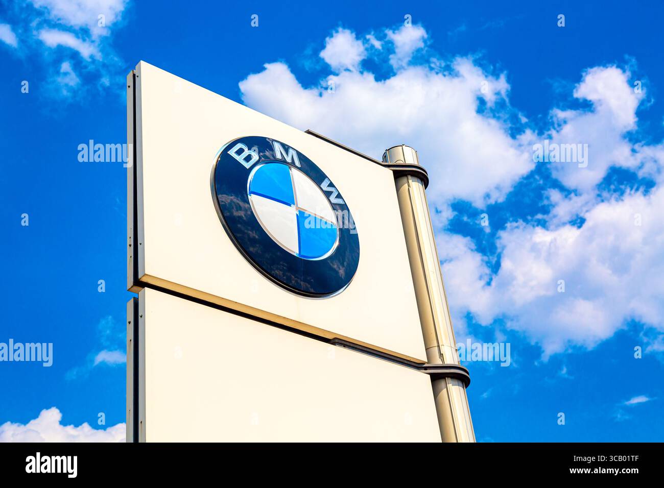Moscow, Russia - August, 2021: BMW car manufacturer signage. Bavarian ...